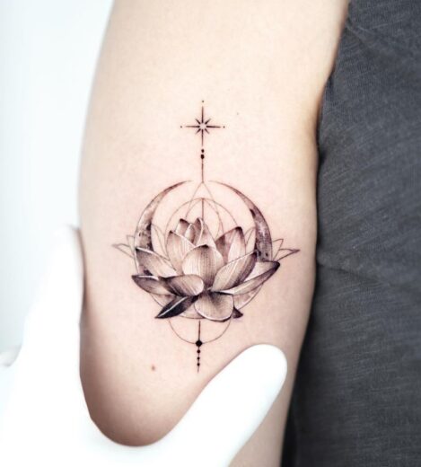 Tatouage Elephant Fleur De Lotus