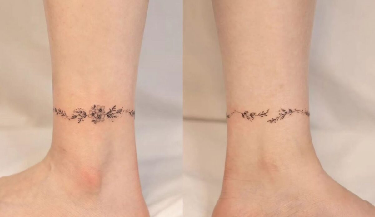Tatouage Bracelet Cheville Fleur